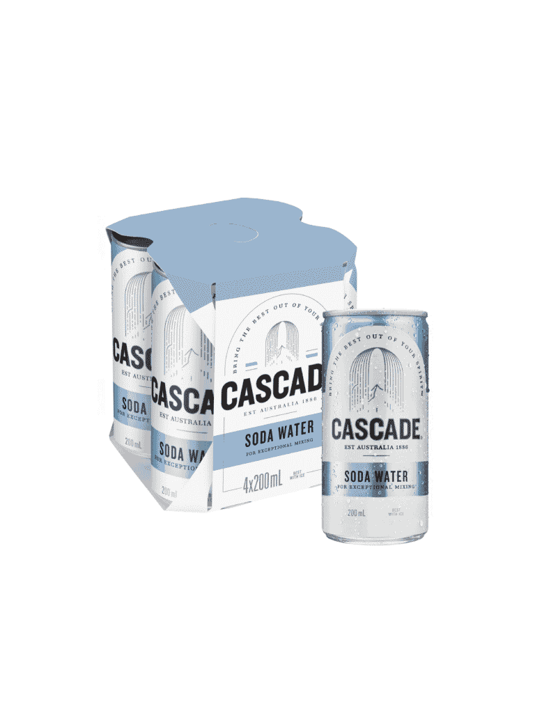 Cascade Soda Water Can 200mL Pack of 4 - Box Bar